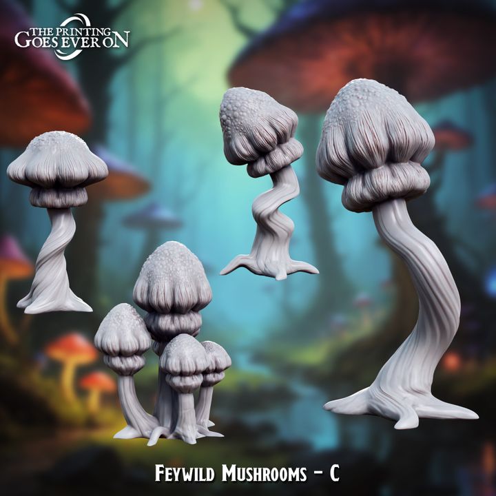 3D Printable Feywild Mushrooms Bundle - Presupported by The Printing Goes Ever On